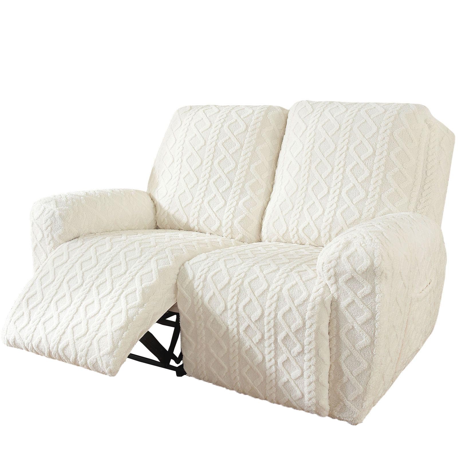 Amazon.com: vctops 6 Pieces Geometric Jacquard Plush Recliner Loveseat ...