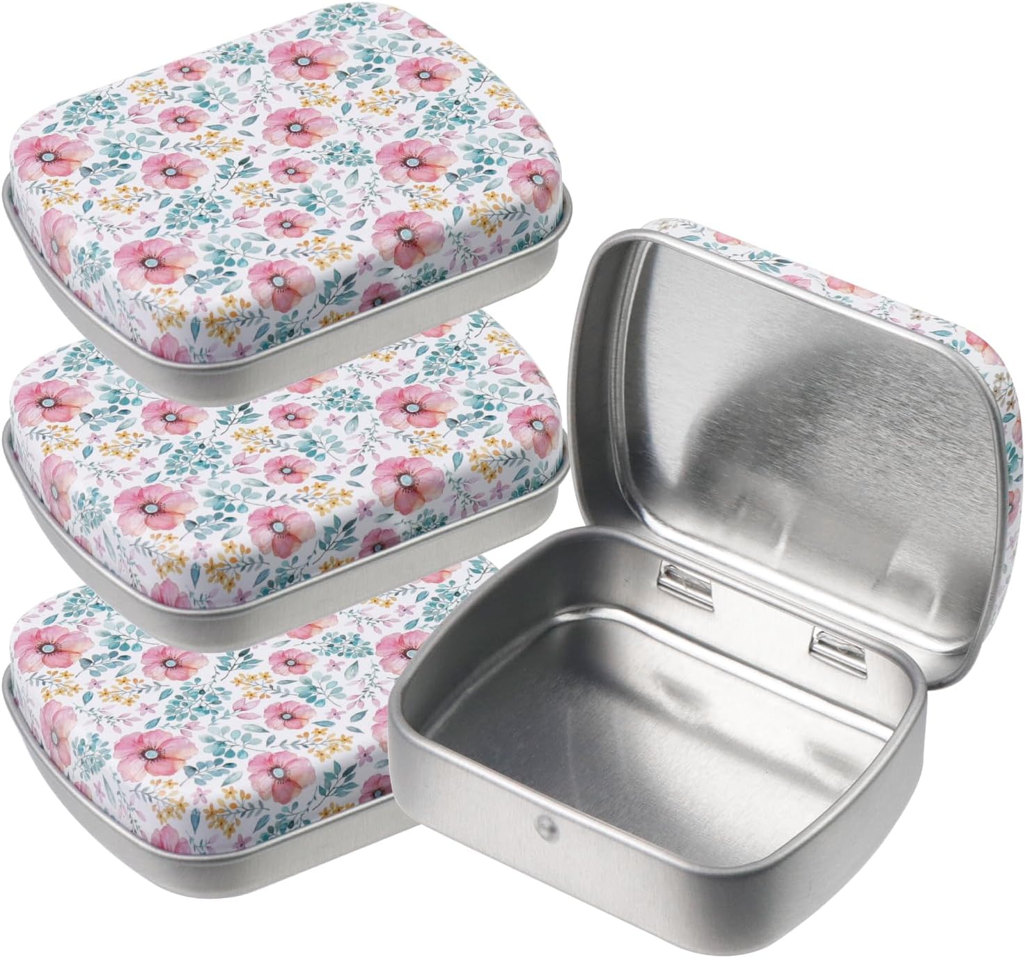 Amazon.com: Mewutal 4 Pack Rectangular Empty Hinged Tin Box Metal Tins ...