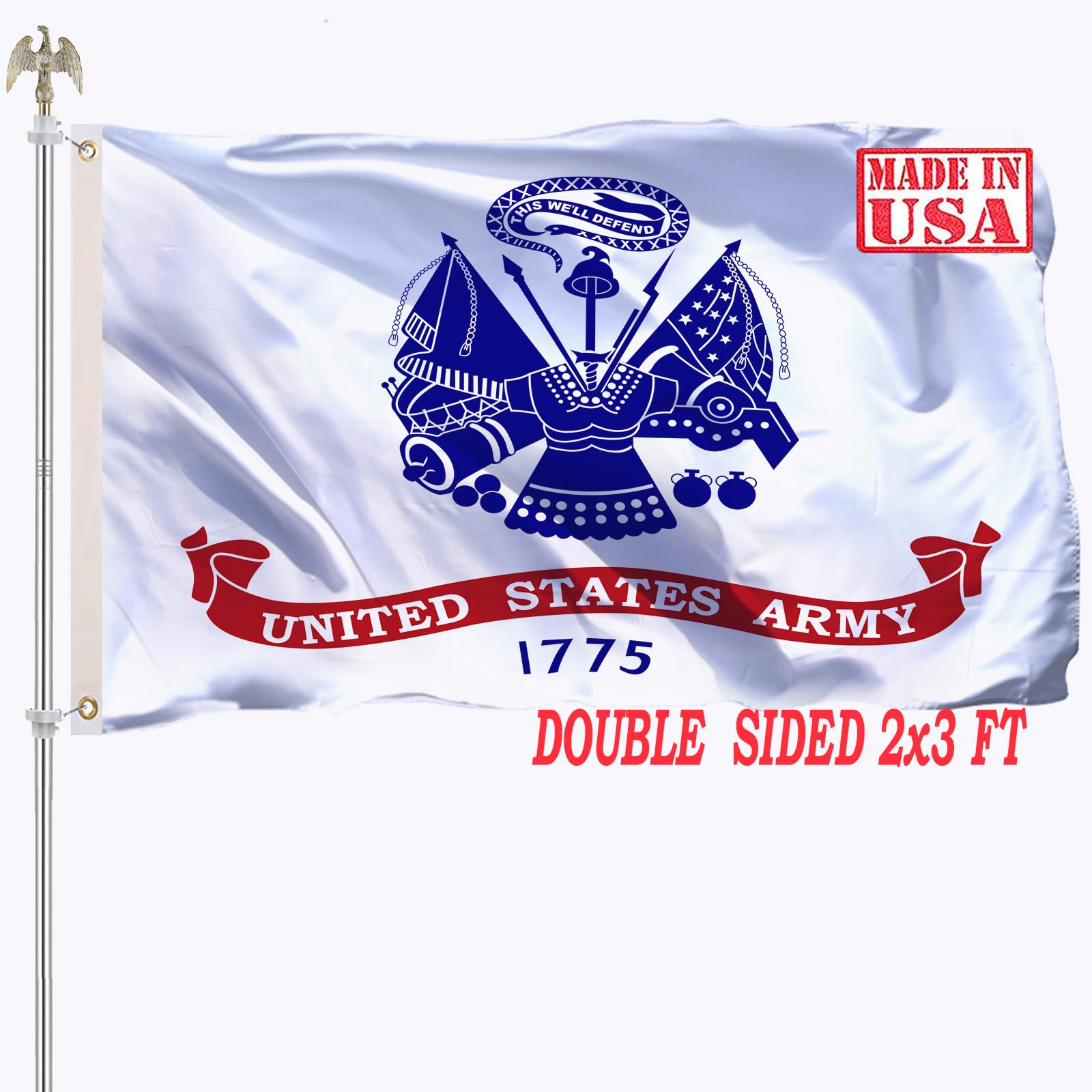 Double Sided Military Flags U.S. Army (Black) Flag 3x5ft Poly
