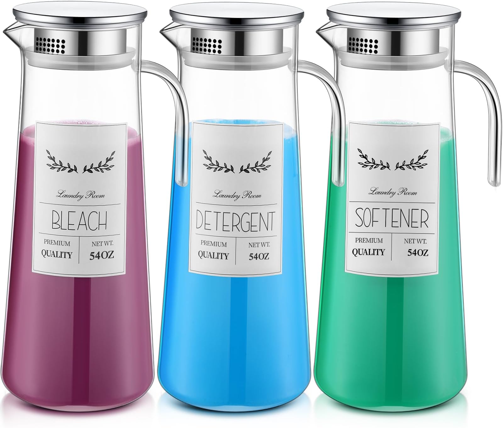 Amazon.com: Hushee 3 Pcs 54 oz Acrylic Laundry Detergent Dispenser with ...