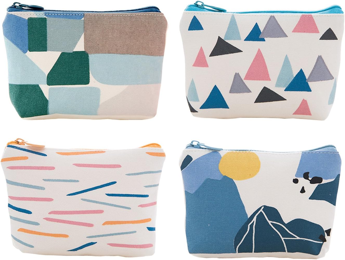 Amazon.com : UOOOM 4 pcs Women Canvas Coin Purse Pouch Bag Mini Zip ...