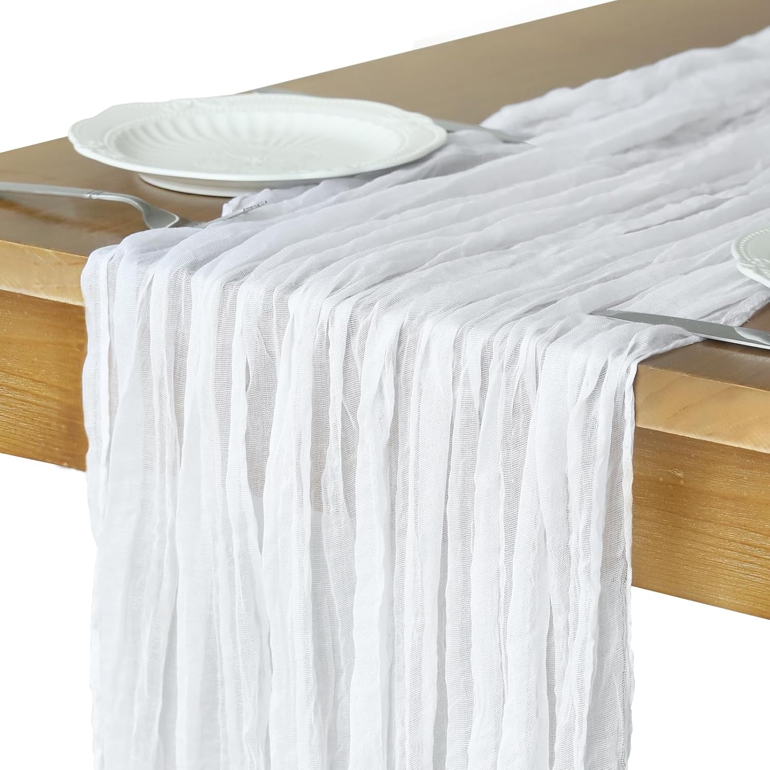 Amazon.com: Cheesecloth Table Runner, 10FT Rustic Ivory White Table ...