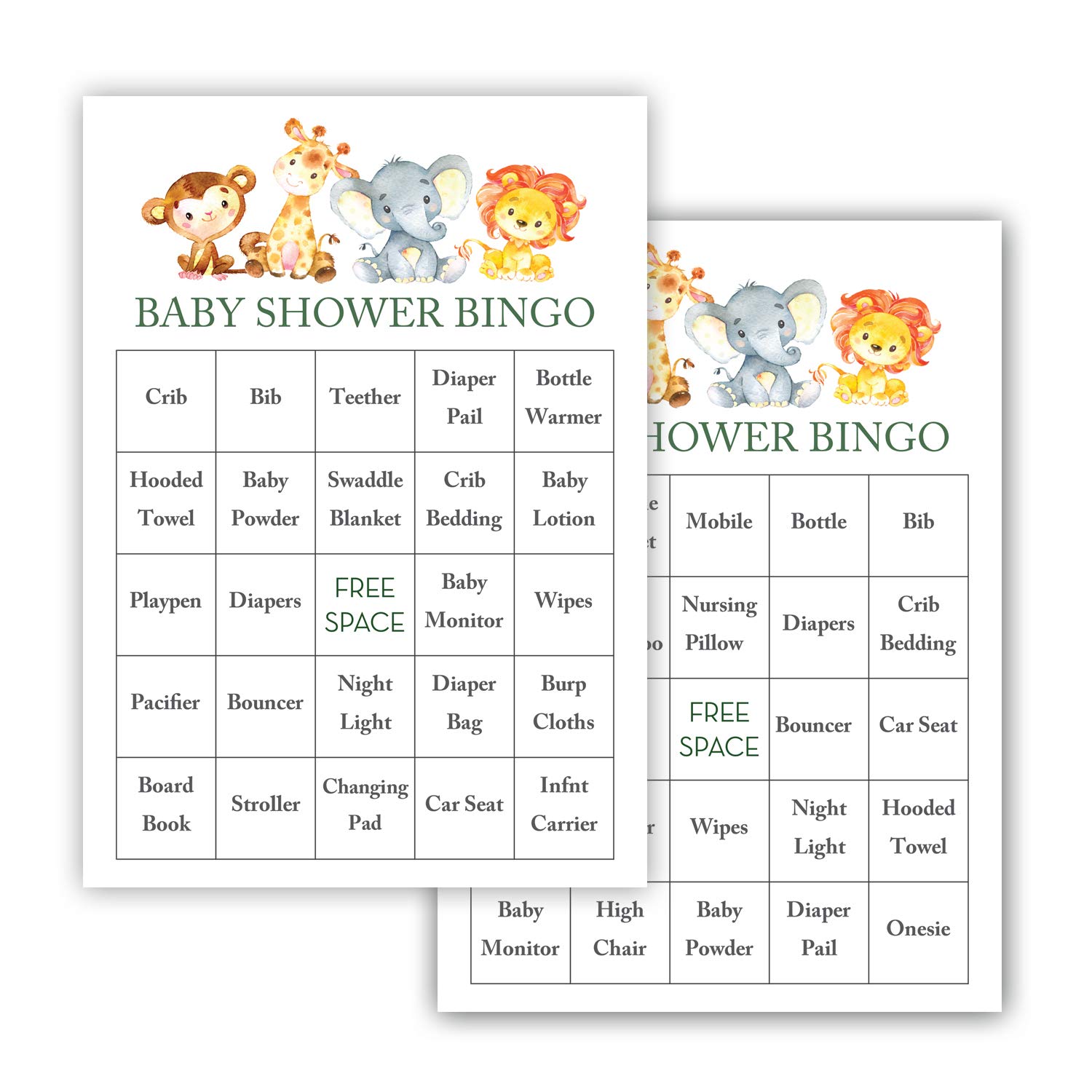 Buy InvitationHouse Watercolor Jungle Animals Baby Shower Bingo Cards 