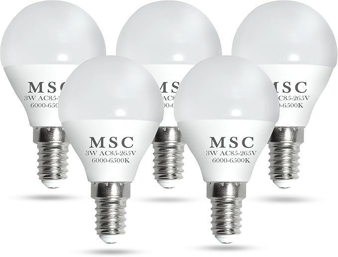 MSC 4W Small Edison Screw LED Light Bulb E14 - Cool White LED Bulb with ...