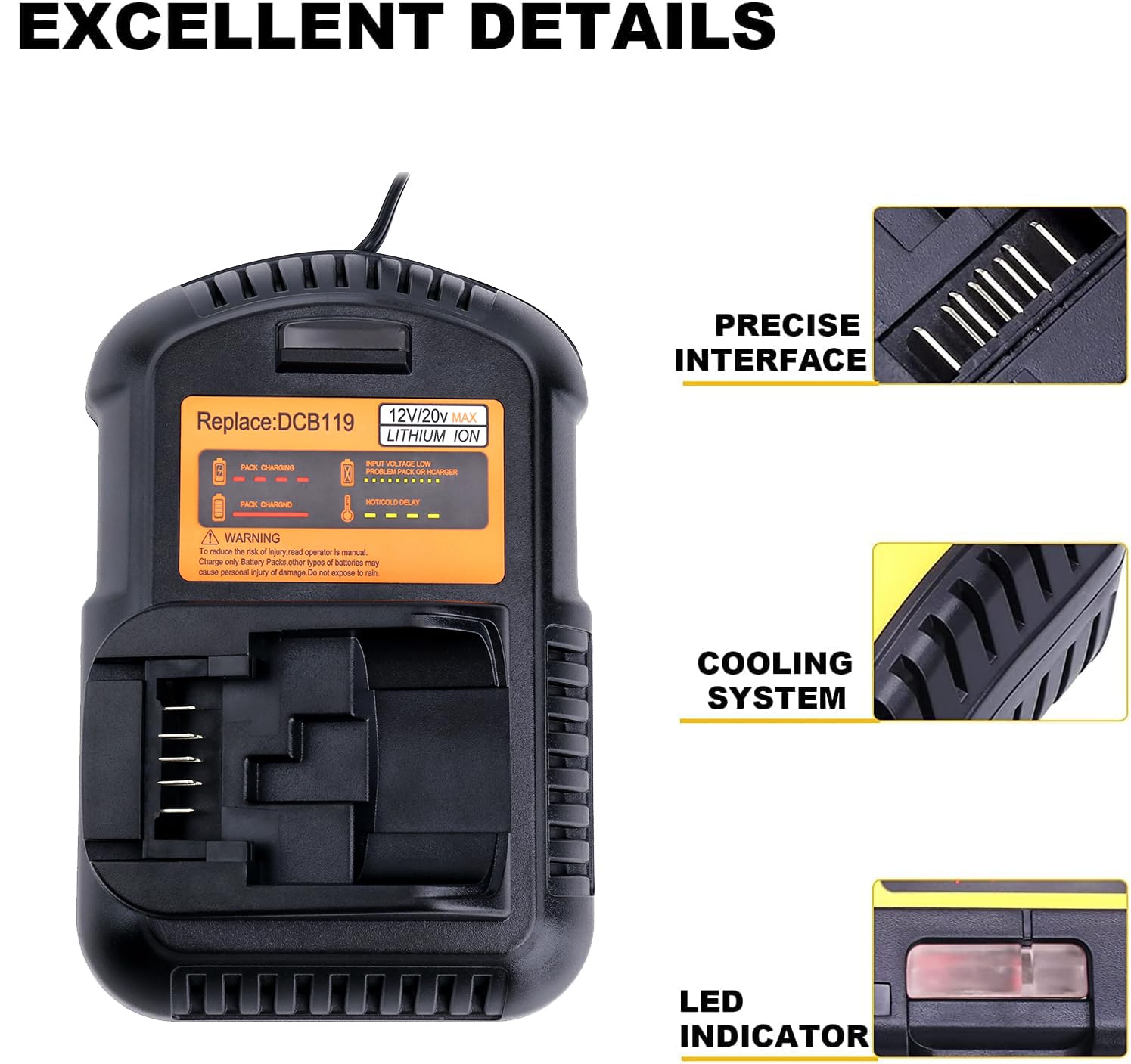 Snapklik.com : DCB119 Car Vehical Charger Replacement For 20V Battery ...