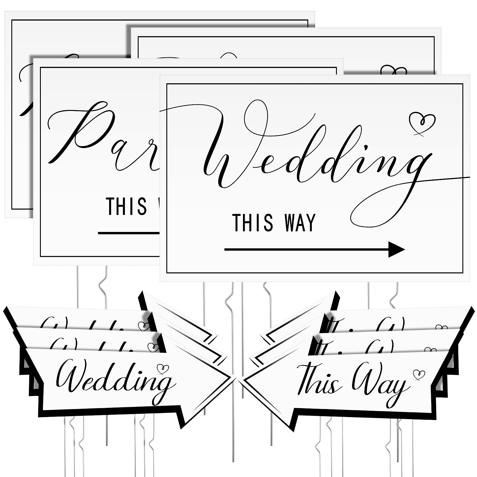Amazon.com : Wenqik 10 Pcs Wedding This Way Directional Parking Signs ...