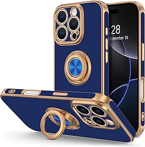 Amazon.com: Hython Case for iPhone 16 Pro Max Case with Ring Stand, 360° Rotatable Ring Holder ...