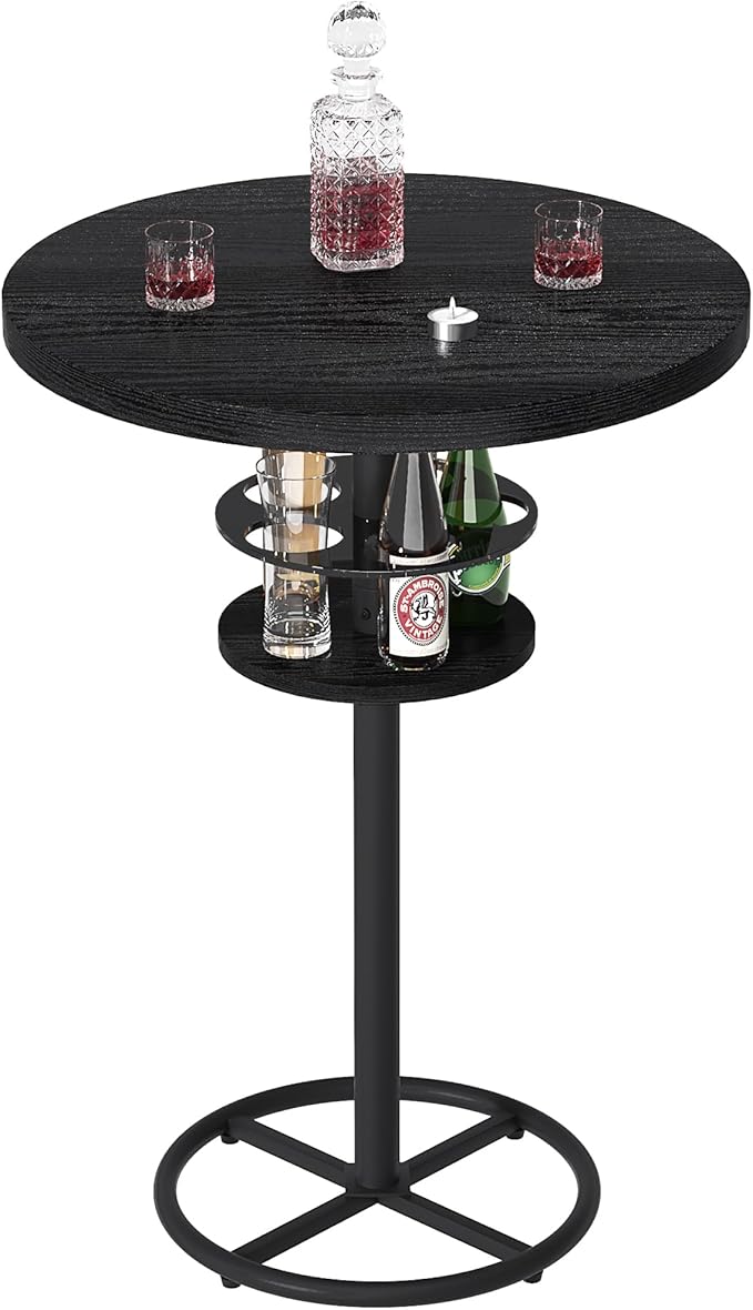 Amazon.com: VECELO Round Bistro Bar Table 36-inch High Wooden Top ...