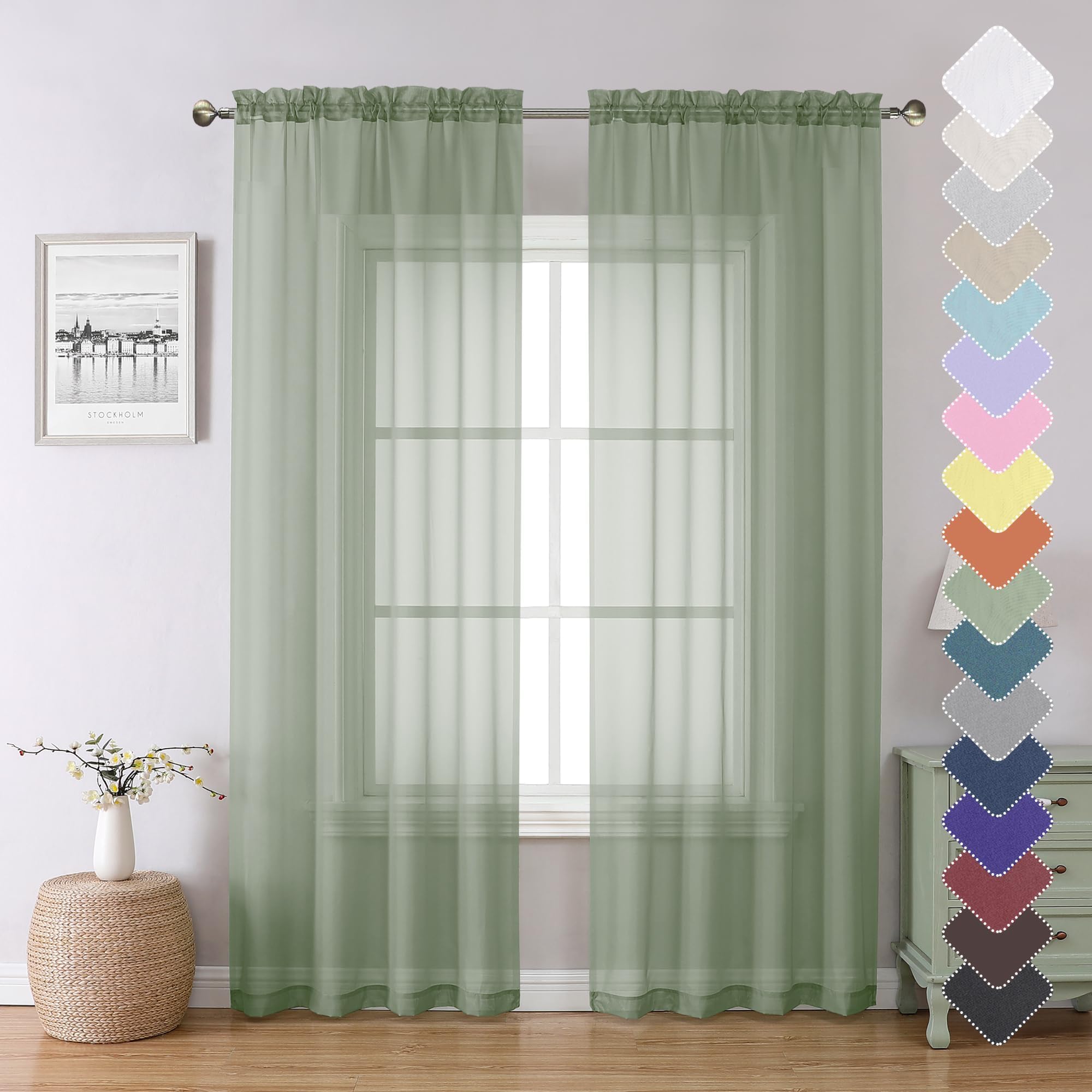 Amazon.com: LinenTopia Window Sheer Curtains - 2 Panels See Through ...