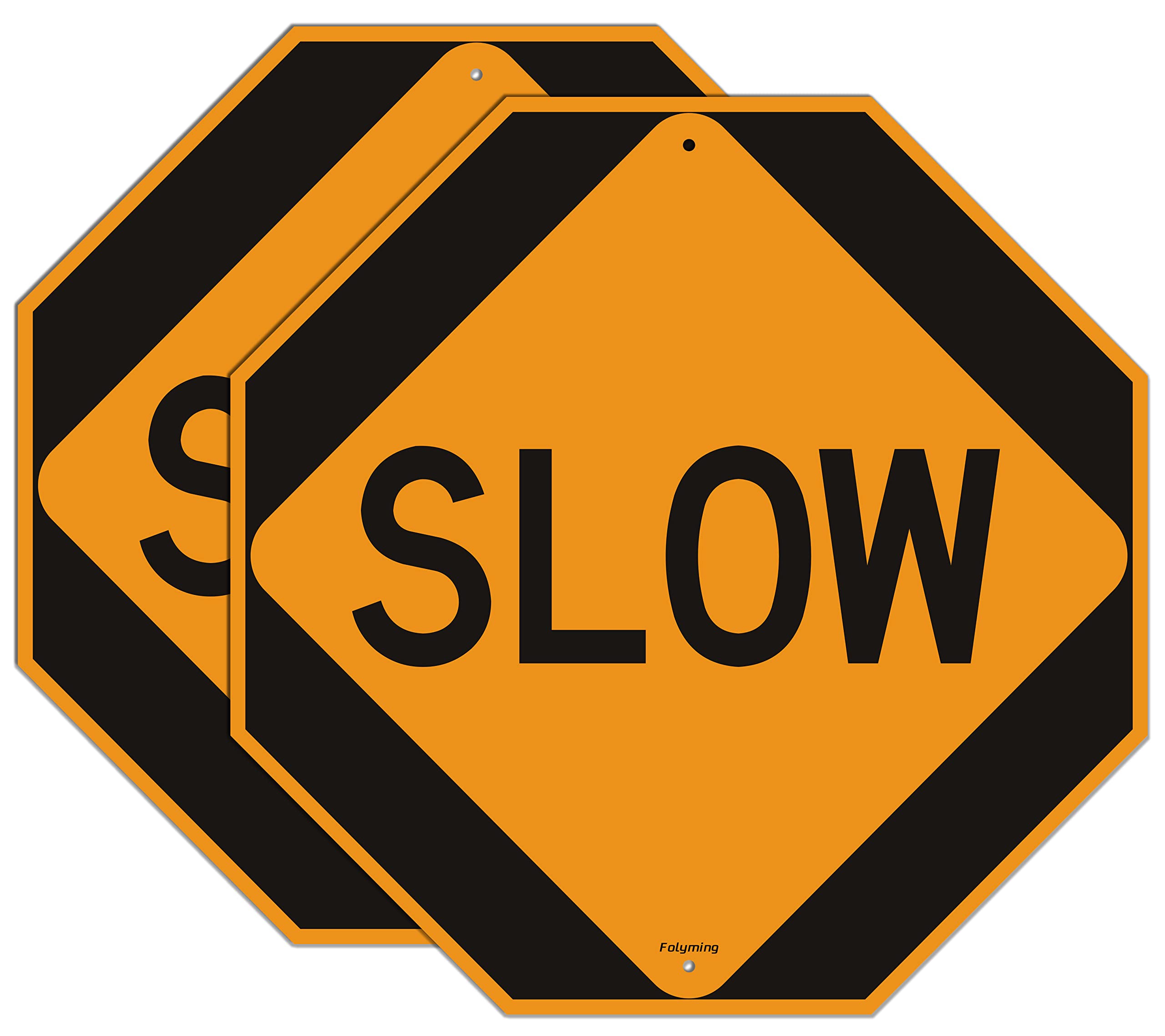 Amazon.com: 2 Pack Slow Sign Slow Down Sign 12 x 12 Inches Traffic Sign ...