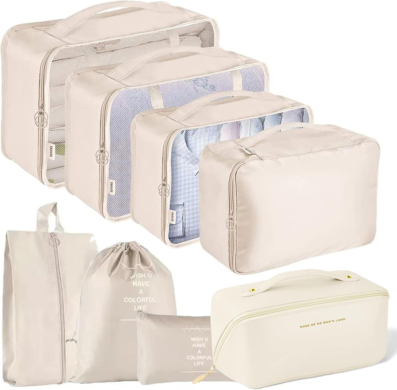 Amazon.com: Packing Cubes - 8 PCS Travel Luggage Organizers Set ...
