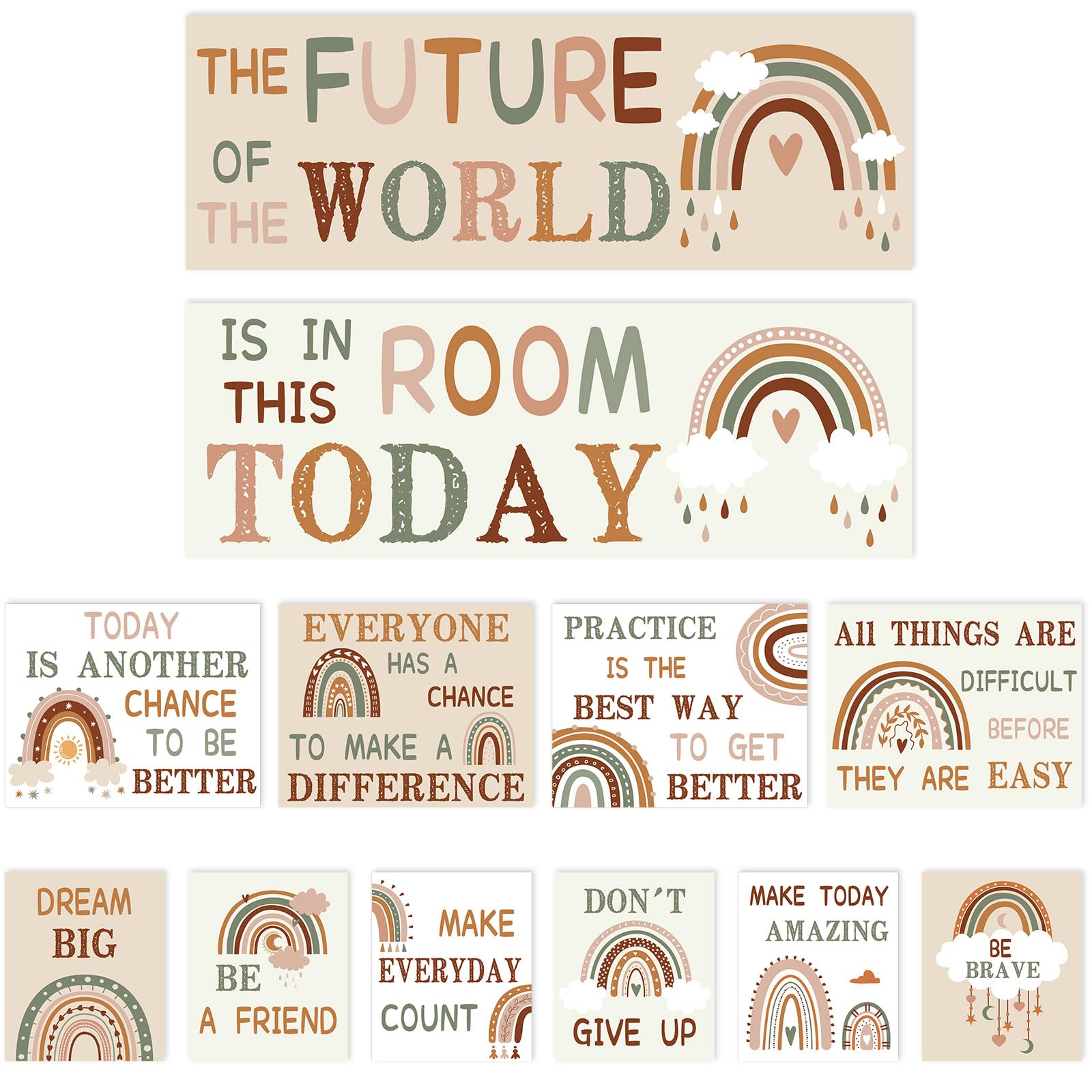 12 Pcs Classroom Posters Banner Decorations Set Motivational ...