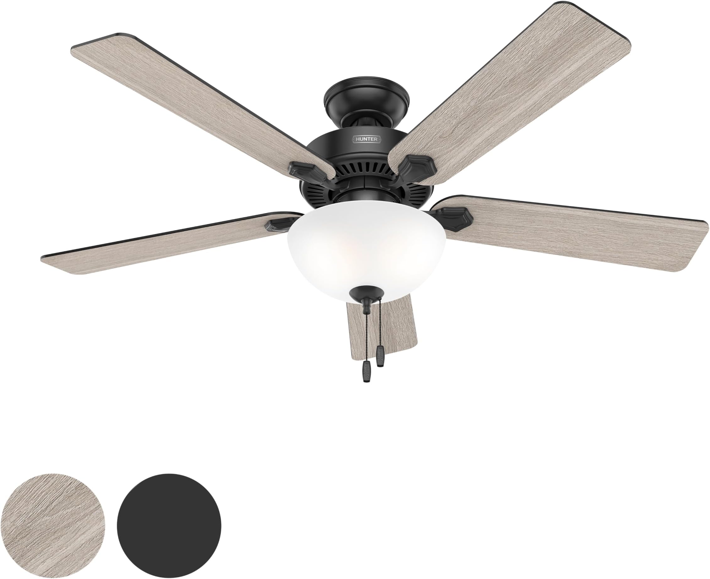 Hunter Fan 42 inch Contemporary Matte Black Indoor Ceiling Fan with ...