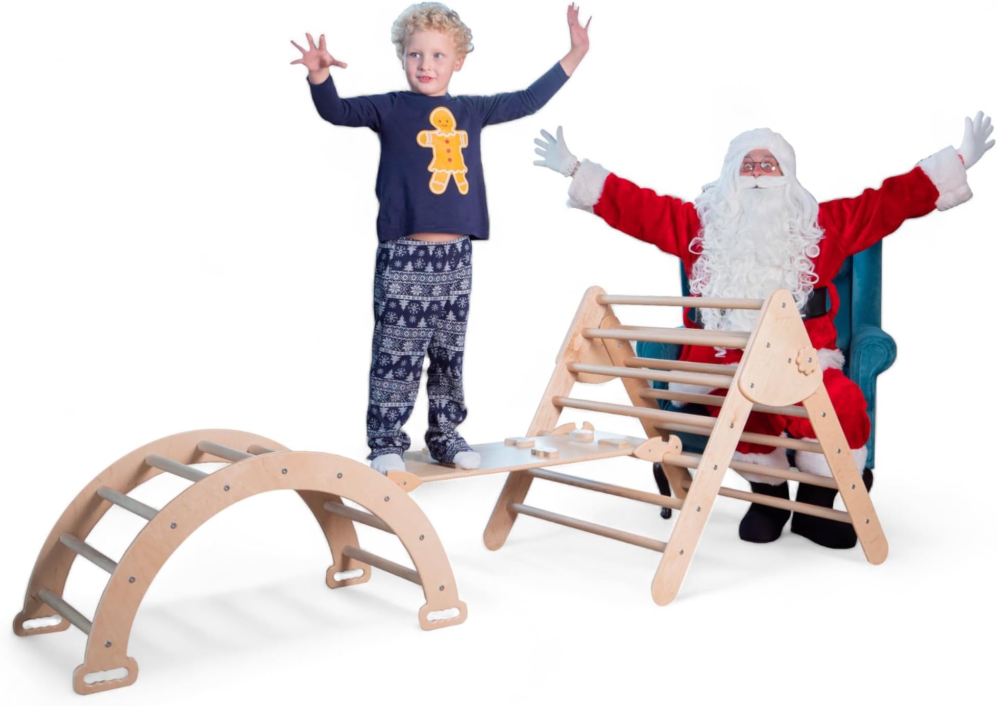 KiddoCraft Kingdom Set of 3 Pikler Triangle- Montessori Climber Ladder ...