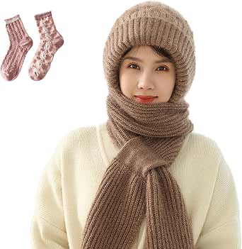 Windproof and Warm hat，Integrated Ear Protection Windproof Cap Scarf, 2 ...