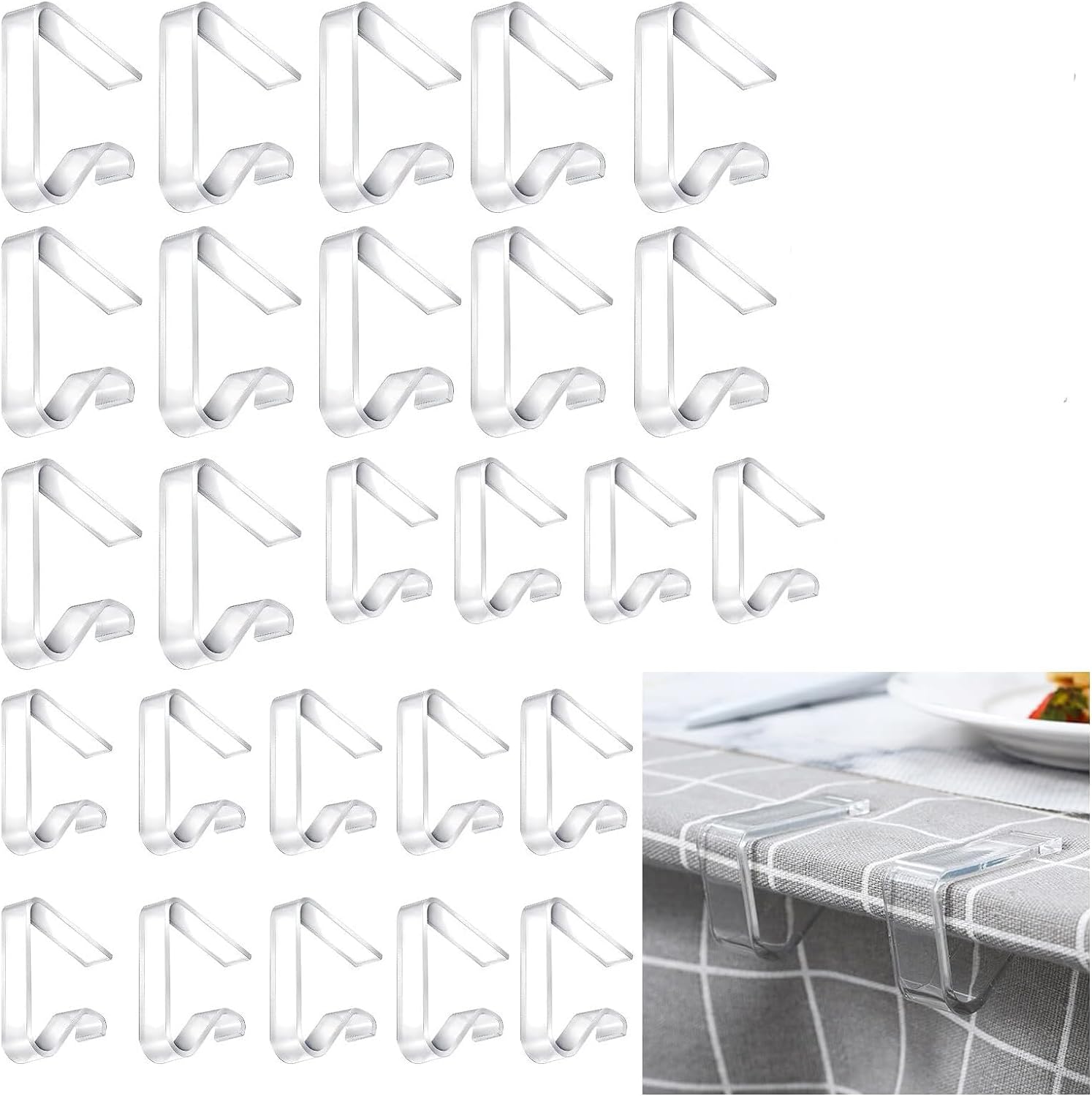 LYSAIMG 24Pcs Clear Tablecloth Clip,2 Sizes Table Cloth Holder Clips ...