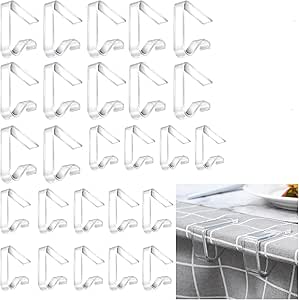 LYSAIMG 24Pcs Clear Tablecloth Clip,2 Sizes Table Cloth Holder Clips ...