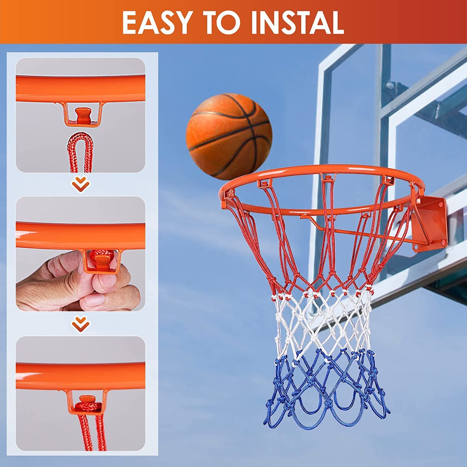 Basketball Indoor MEDILOE Pack Of 2 Heavy Duty Basketball Net, Tri ...
