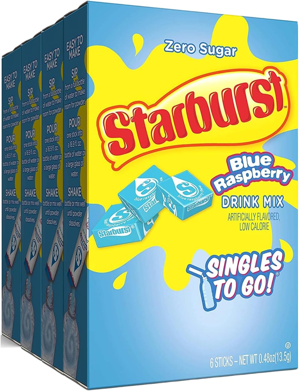 Amazon.com : Starburst Blue Raspberry Singles To Go Drink Mix, 0.59 OZ ...