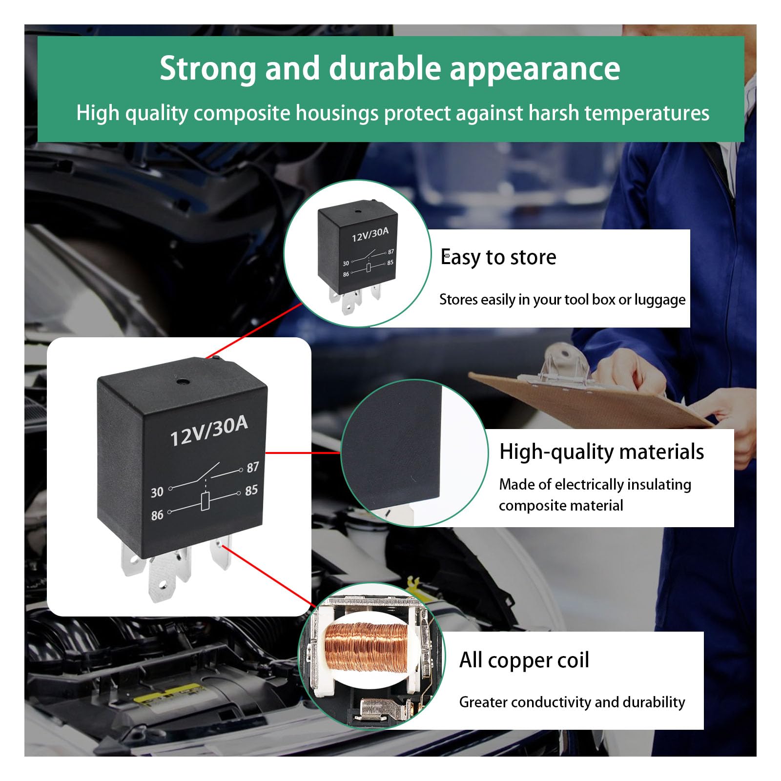 Snapklik.com : 4PCS 4 Pin 30A 12V Starter Relay, Multi-Purpose ...