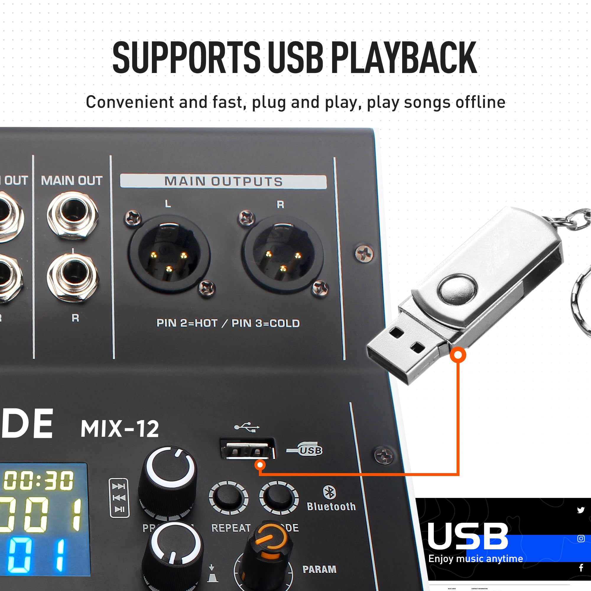 Snapklik.com : FULODE 12-Channel Bluetooth Studio Audio Mixer 99 Bit ...