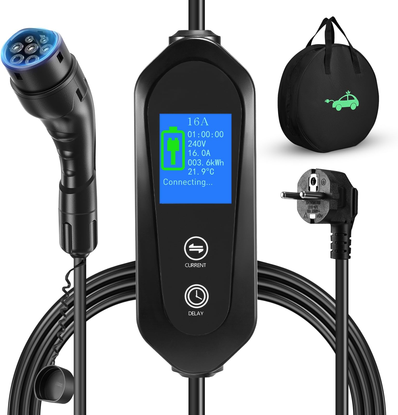 AFYEEV Chargeur Voiture Electrique, 3.6kW Cable Recharge Voiture ...