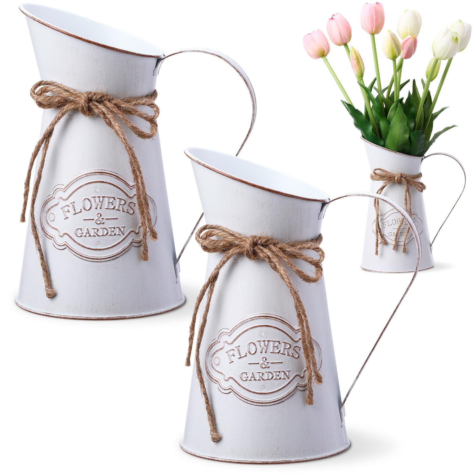 Amazon.com: Chumia 2 Pcs Rustic Metal Jug Vase for Flower 7.87 Inch ...