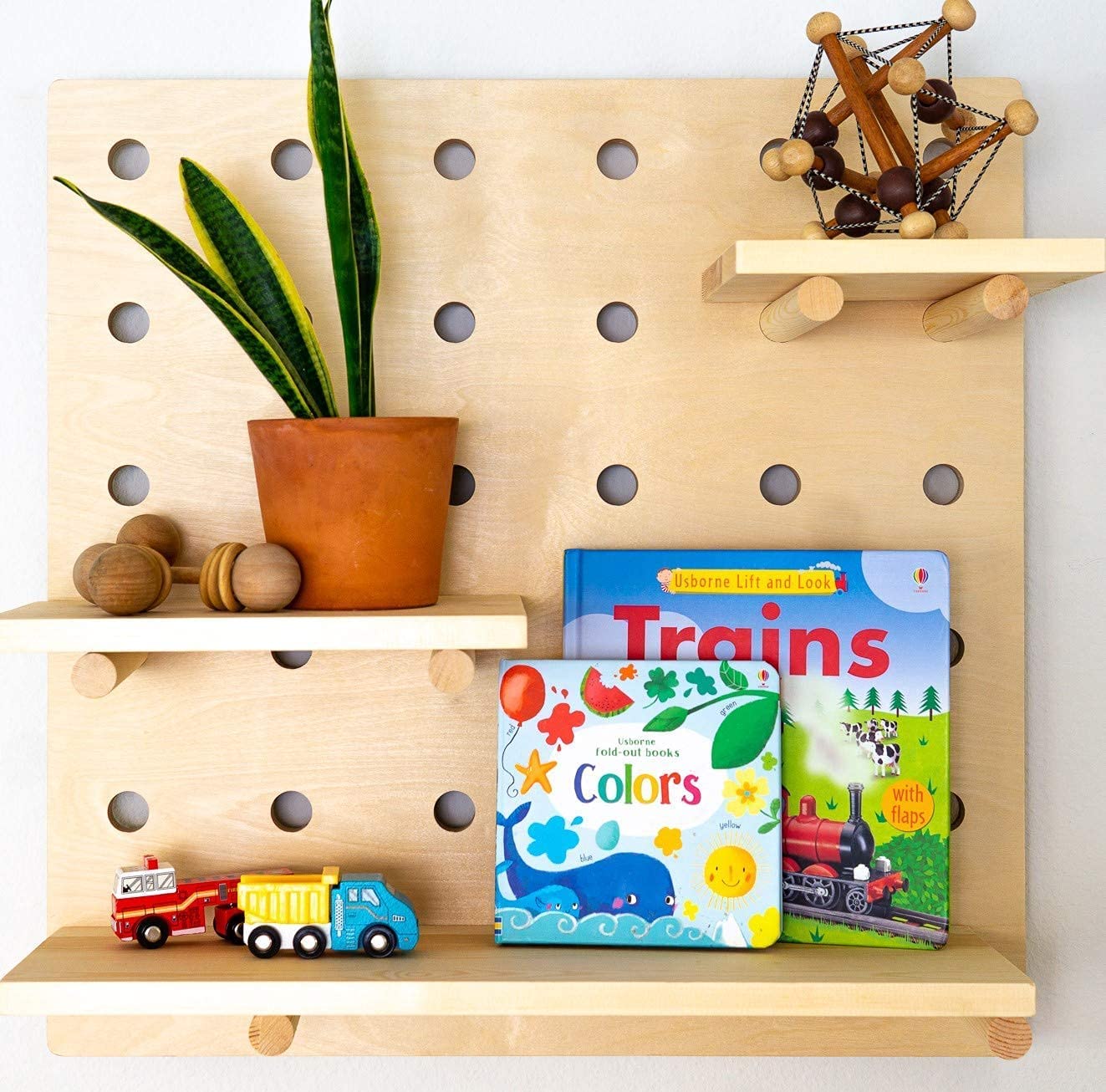 Whittlewud Wood Pegboard Wooden Peg Board Modular Shelving Pegboard ...