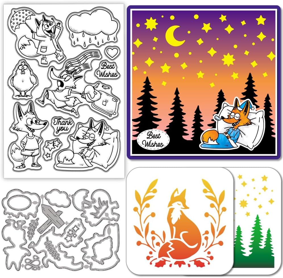 Amazon.com: GLOBLELAND Cartoon Fox Chicken Clear Silicone Stamp Metal ...