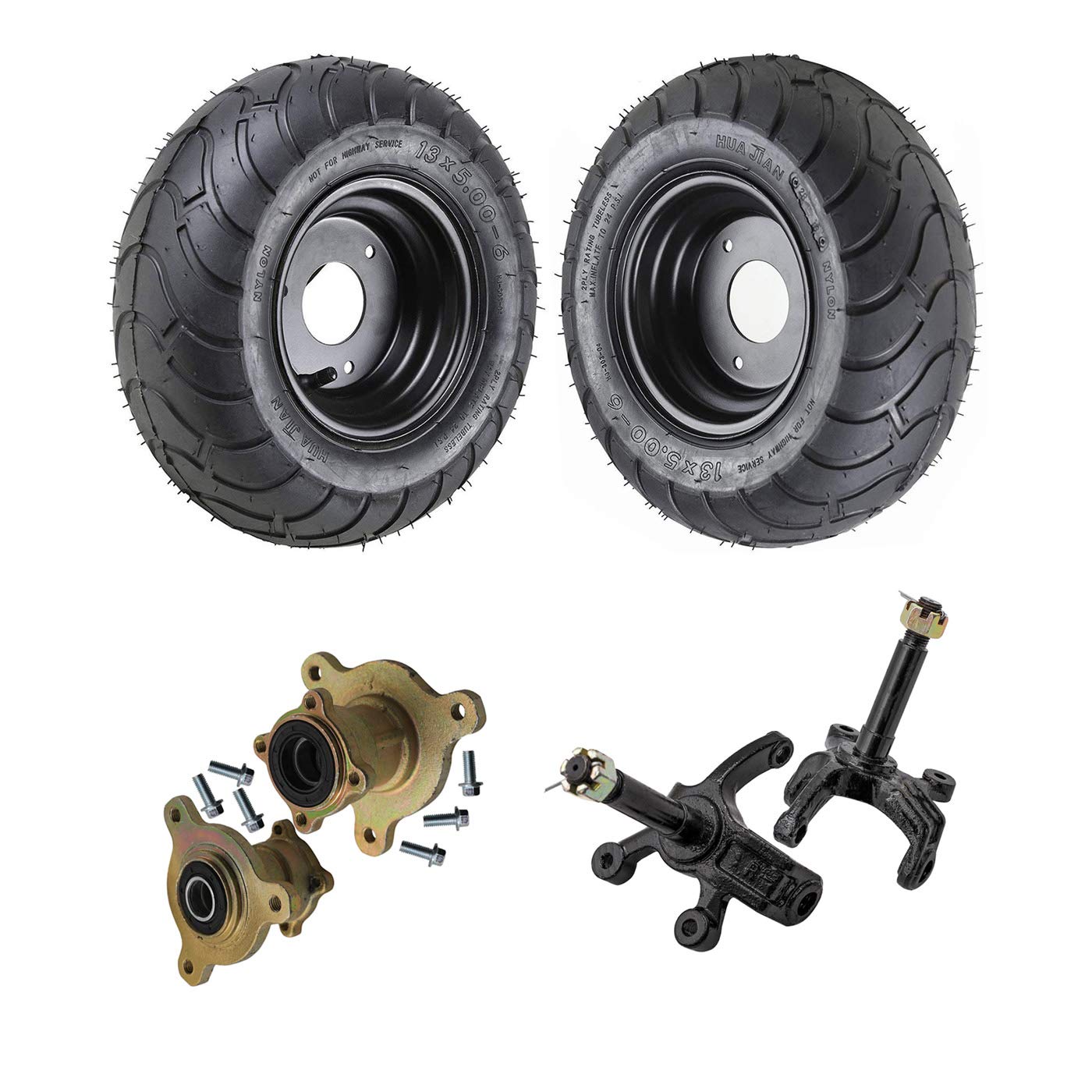 Buy Fuerduo Go Kart 13x5.00-6 Front Wheels Tires with Rim and Disc ...