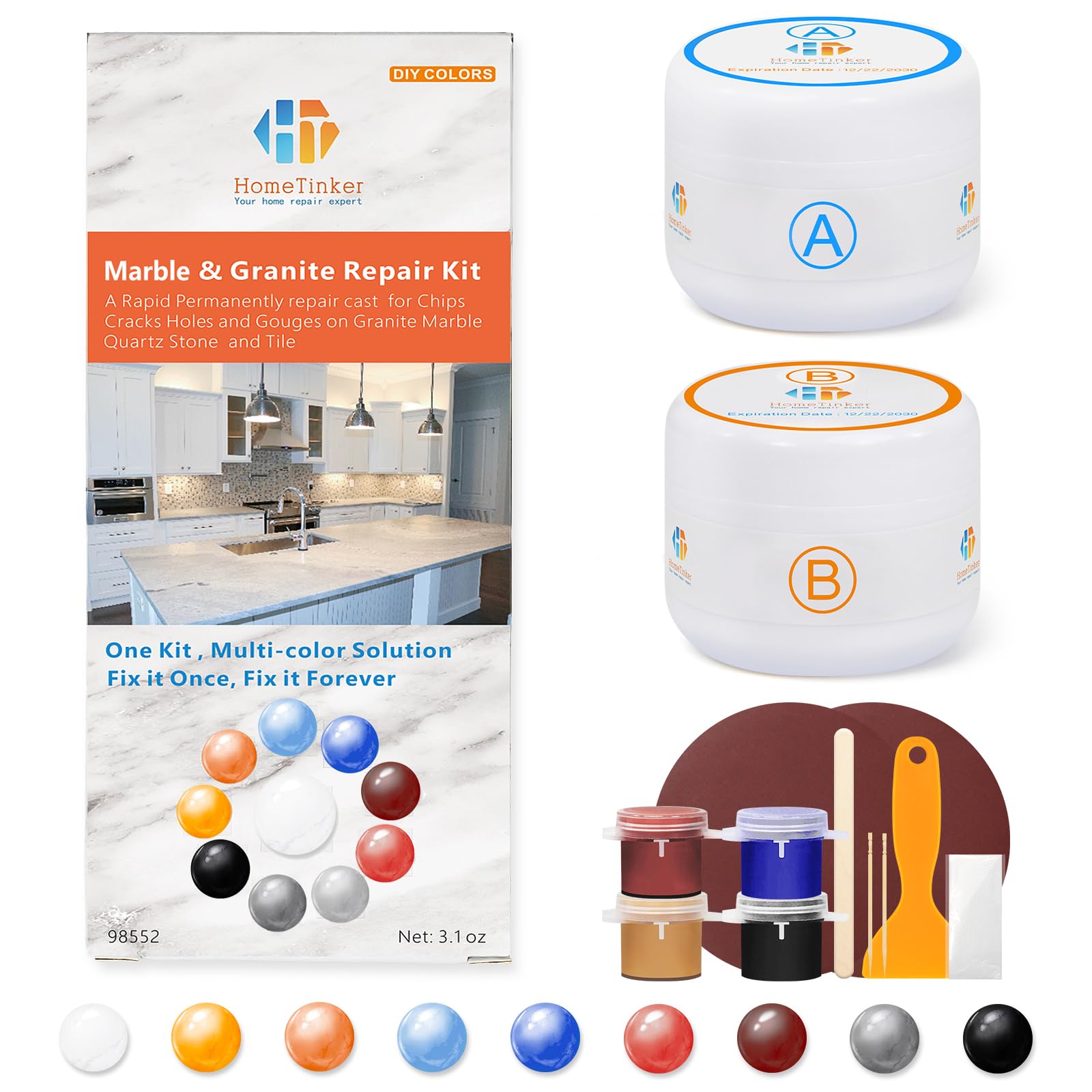 Quartz Tile Granite Marble Countertop Repair Kit Color Match Quartz ...