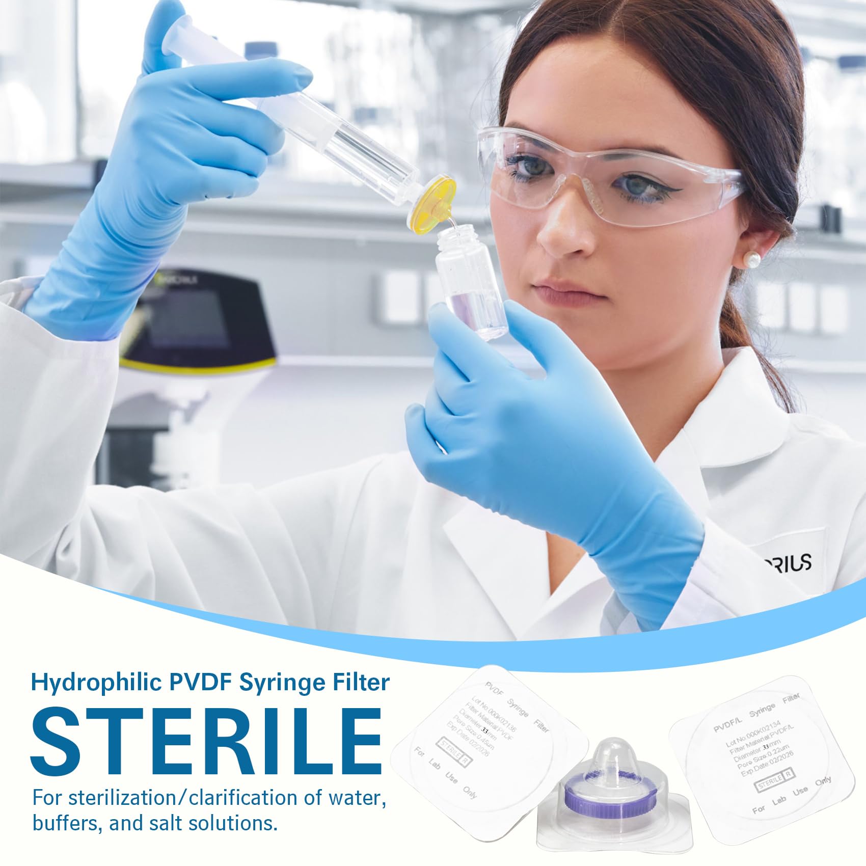 Snapklik.com : Sterilized Syringe Filter PVDF 20 Pack, 0.22 Um Pore ...