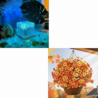 RICHMYC Ocean Wave Projector Light and 12 Bundles Orange Yellow Hanging ...