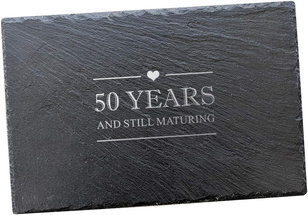 50 Years and Still Maturing' Funny Slate Chopping Board / 50th Birthday ...