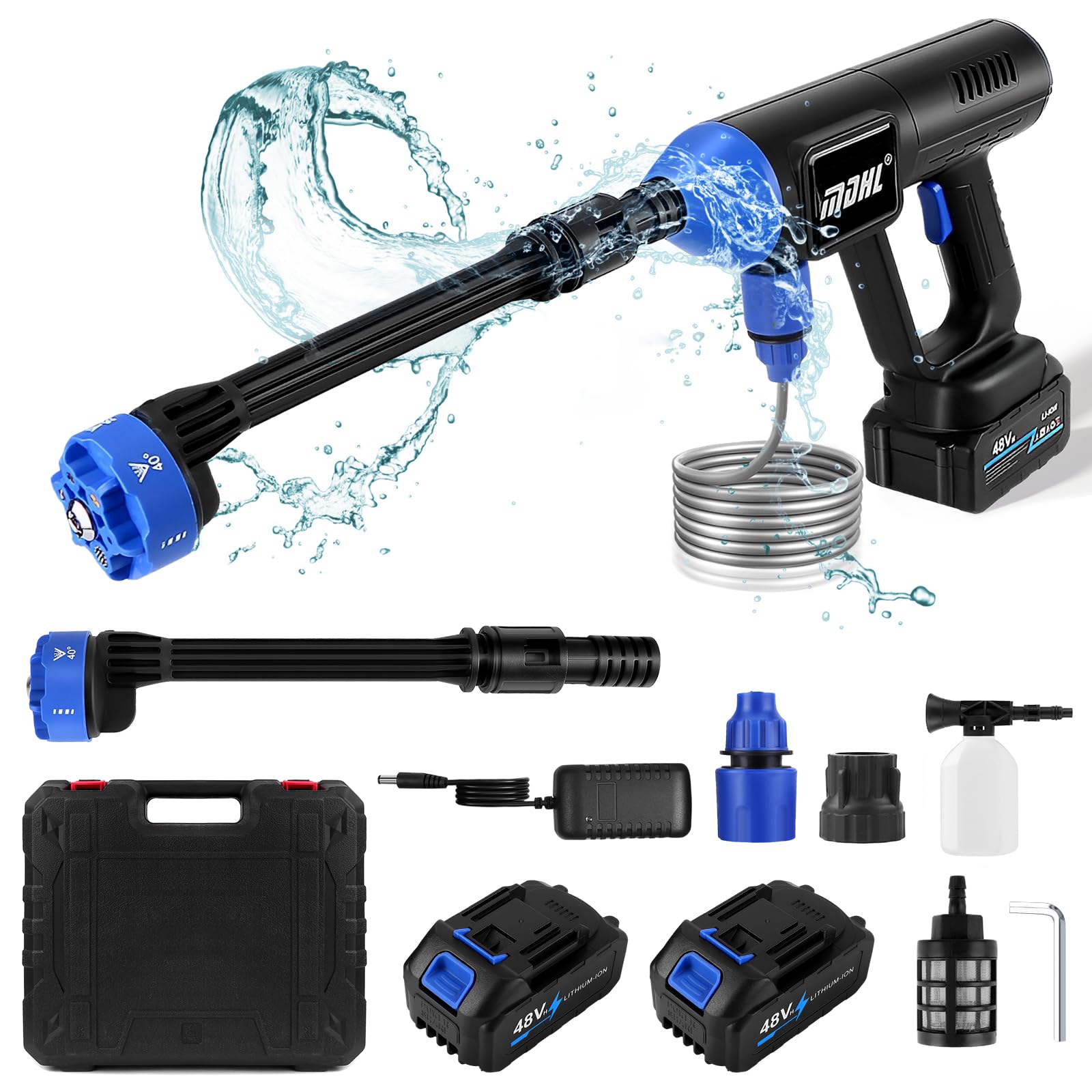 Cordless High Pressure Washer, Portable Power Washer with 2 Batteries 3 ...