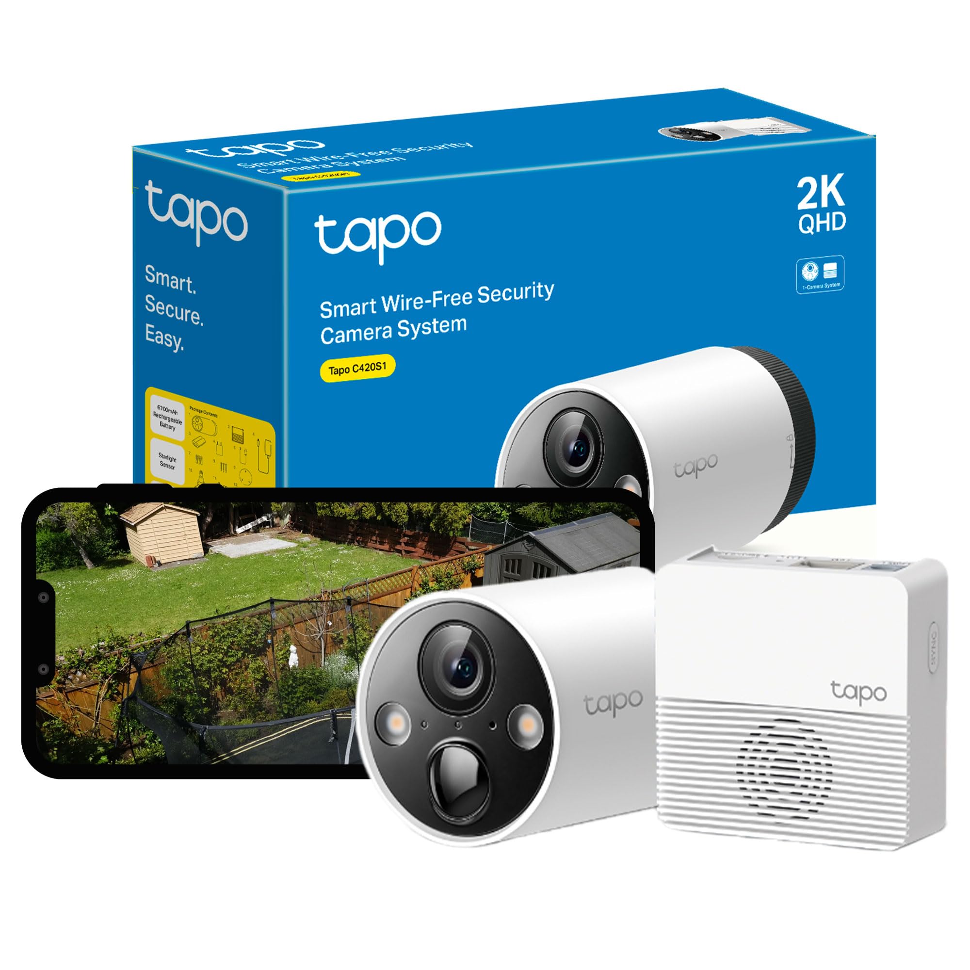 Tapo 2K QHD Wireless Outdoor Security Camera, 1-Cam with Hub included ...