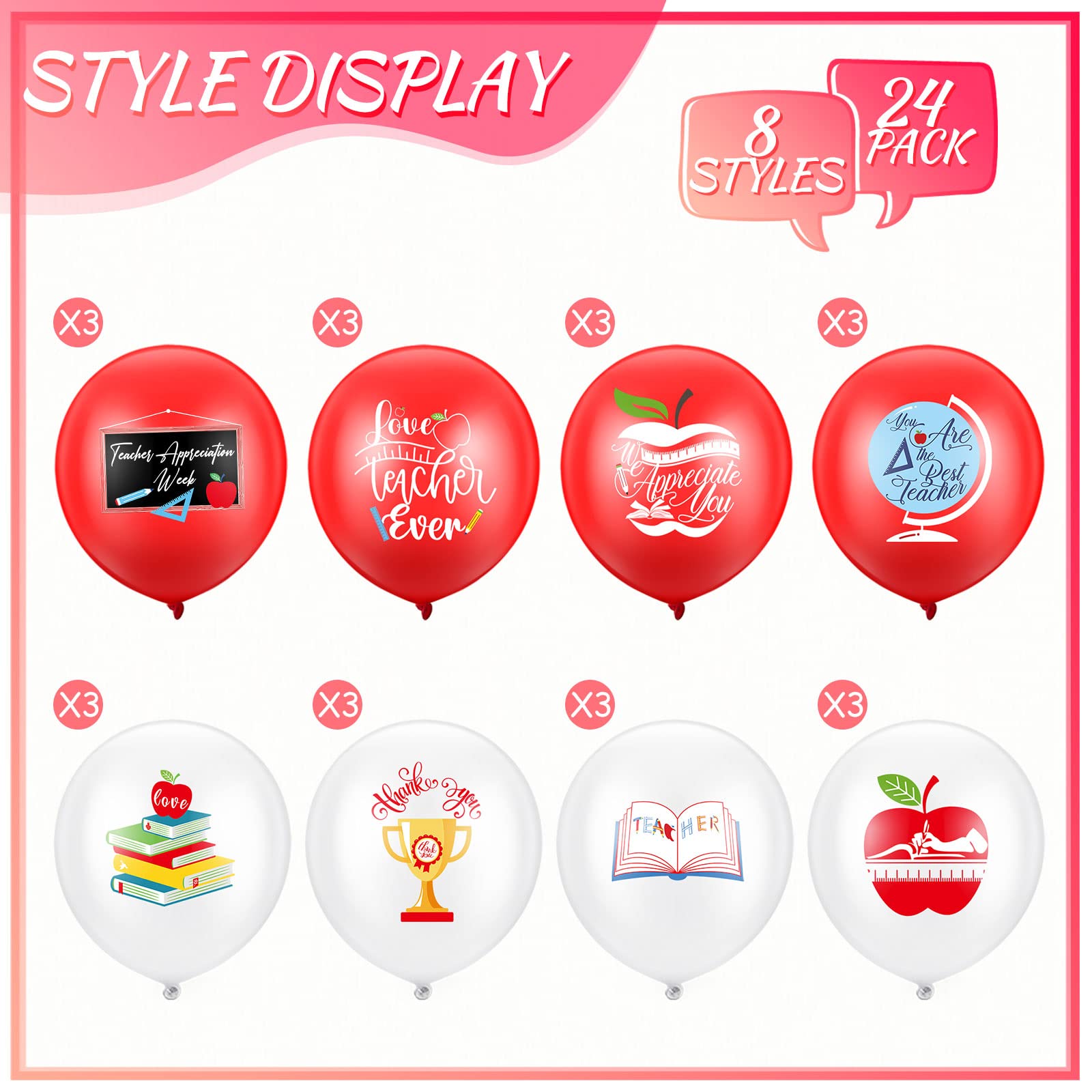 Snapklik.com : Lewtemi 24 Pack Back To School Teacher Balloons Thank ...
