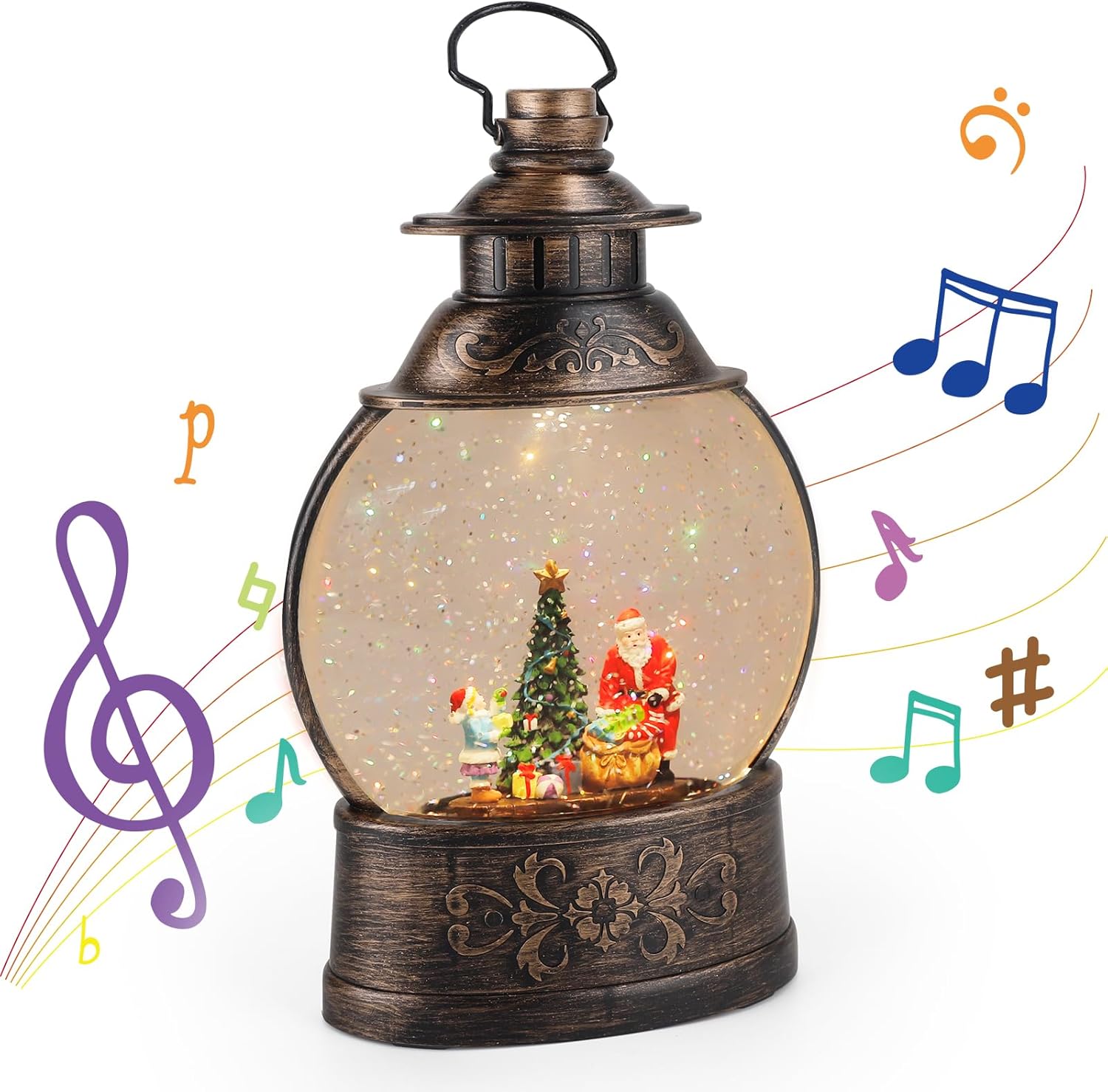 Amazon.com: Christmas Snow Globe Lantern Musical Snow Globe Lights with ...