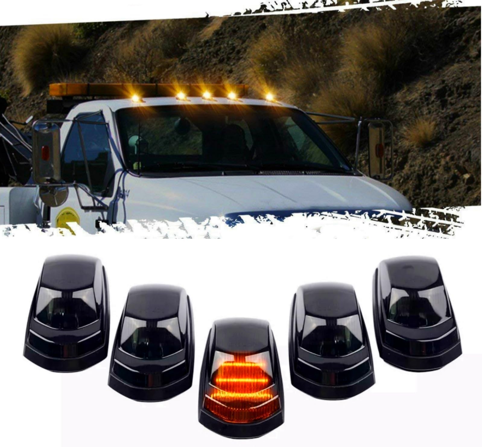 Amazon.com: POPMOTORZ 5PCS LED Cab Roof Marker Lights 18 LED Amber Roof ...