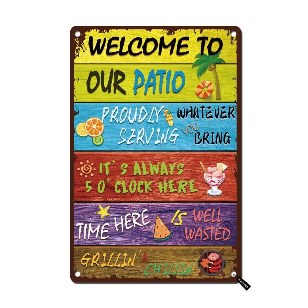 Amazon.com : Vintage "Welcome to Our Patio" Sign - Outdoor Welcome ...