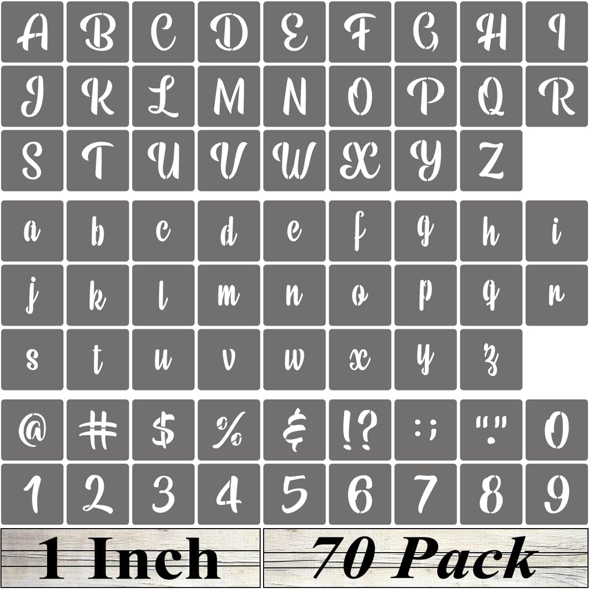 Amazon.com: 1 Inch Alphabet Letter Stencils - 70 Pack Letter Number ...