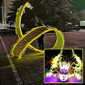 Amazon.com: Kunovo Dragon Poi Led Dance Dragon Poi with Lights ＆ Dragon ...