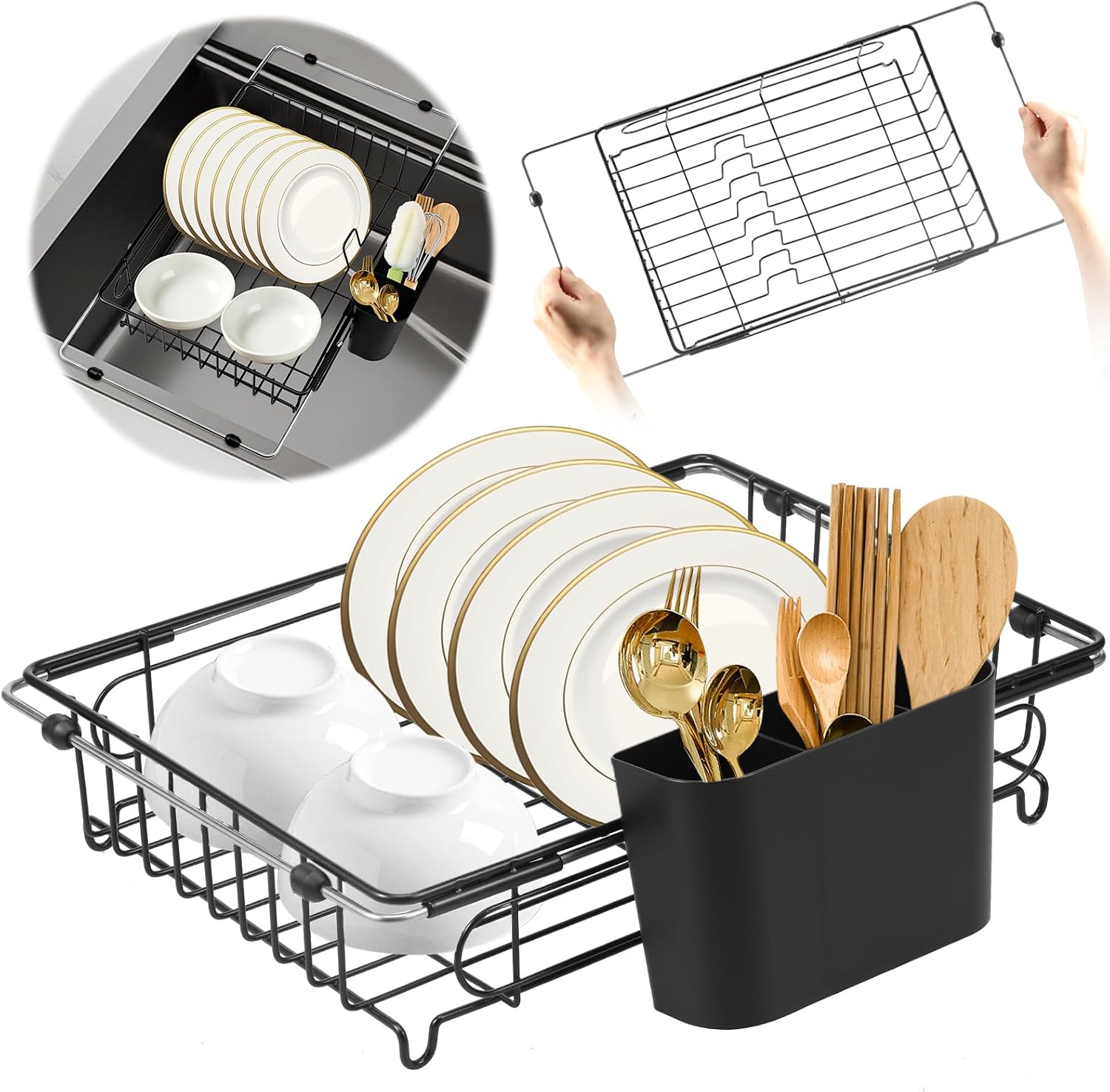 Amazon.com - Muyoka Expandable Over Sink Dish Drying Rack, 304 ...