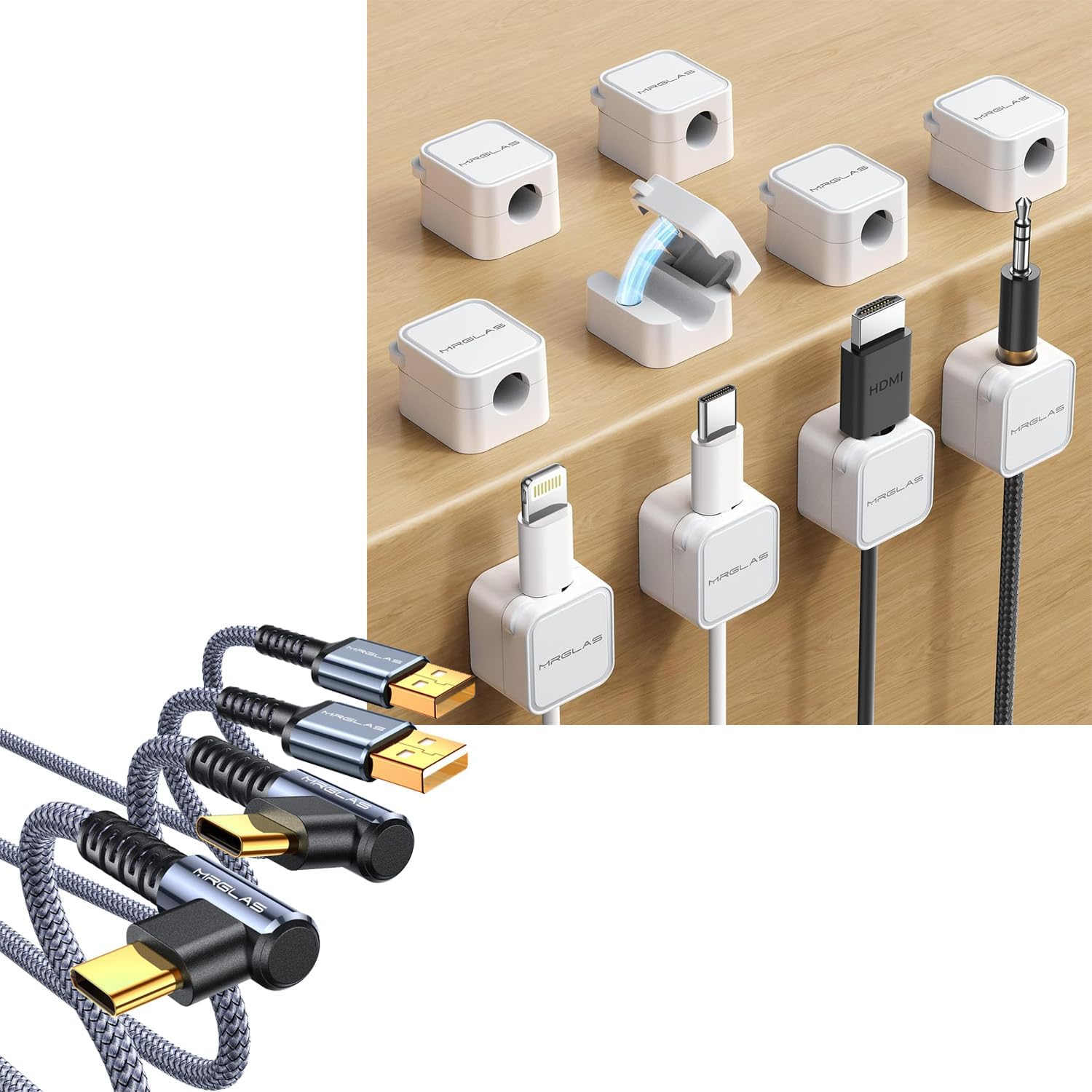 Amazon.com: MRGLAS 10-Pack Magnetic Cable Management Cord Organizer ...