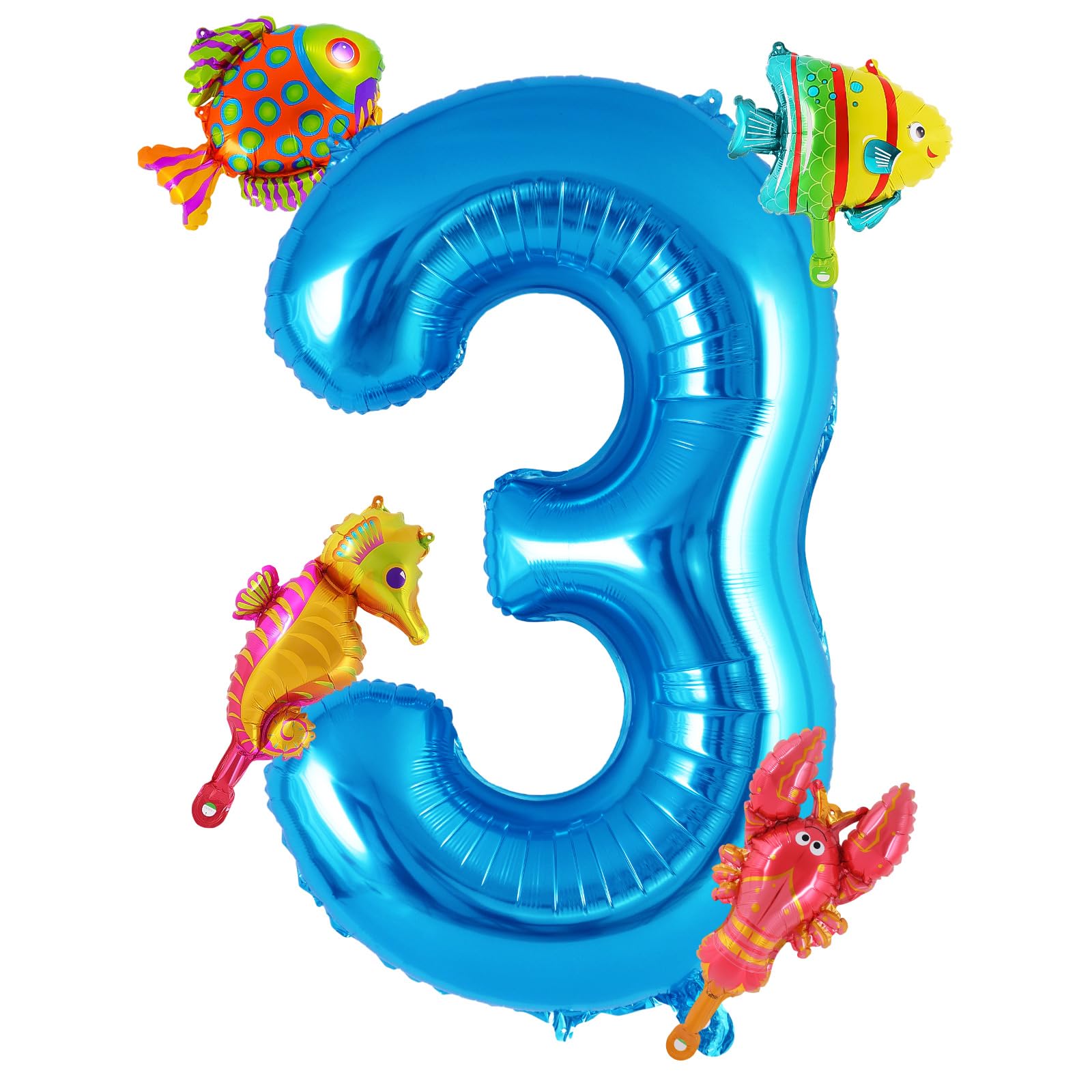 Amazon.com: Sea Animail Blue Number 3 Balloon, 40 Inch Big Large Foil ...