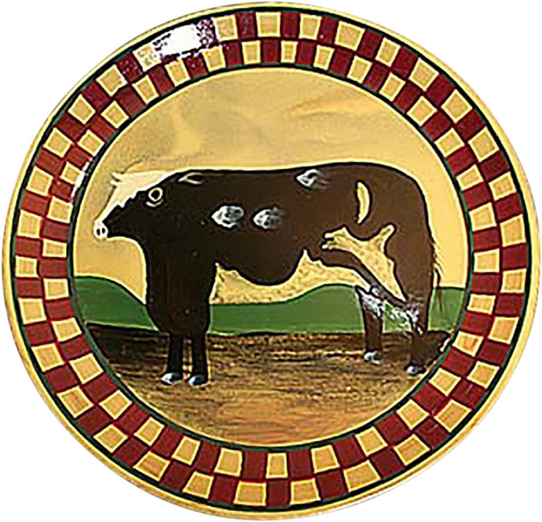 Amazon.com: Collector Plates Ceramic Brown Cow Dinner Plate Handpainted ...