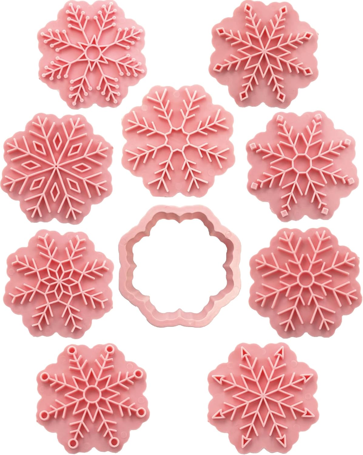 Amazon.com: 9 Patterns of 3D Snowflake Cookie Stamps Set, Food Grade ...