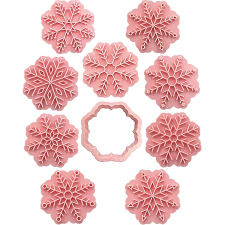 Amazon.com: 9 Patterns of 3D Snowflake Cookie Stamps Set, Food Grade ...