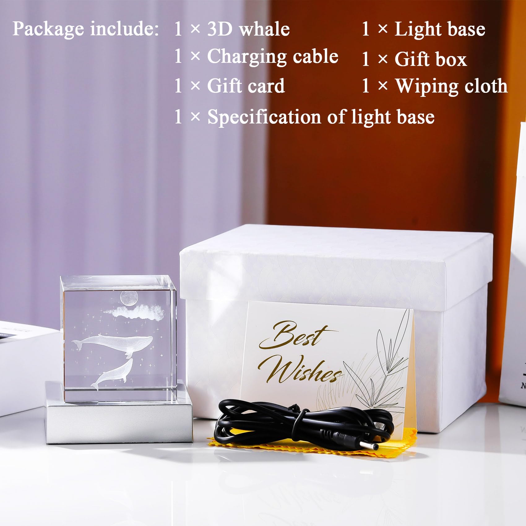 Snapklik.com : YWHL 3D Crystal Whale Gifts For Women Men, Laser ...