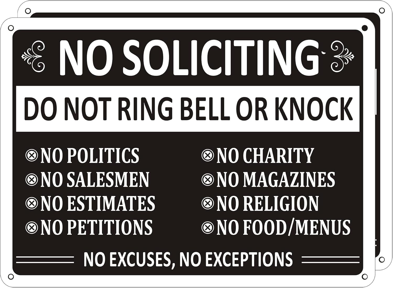 Amazon.com: Premium Aluminum No Soliciting Sign for House (2 Pack), 10 ...